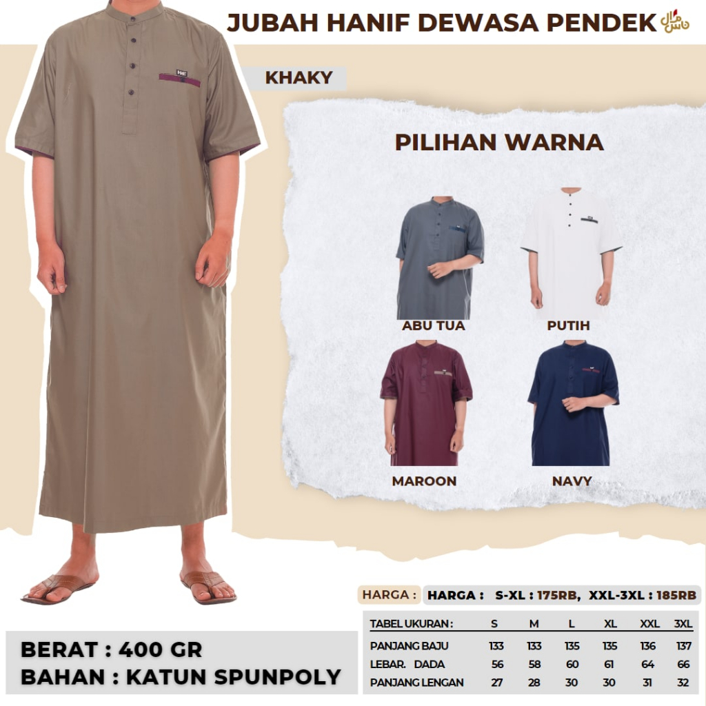 Jual Pakaian Baju Muslim Jubah Gamis Hanif Kasual Premium Terbaru Laki Laki Pria Dewasa Lengan ...