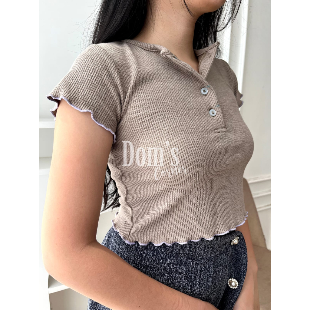 Jual Domscorner - Blaire blouse - atasan kerah knit - baju rajut ala korea - knit korea | Shopee ...