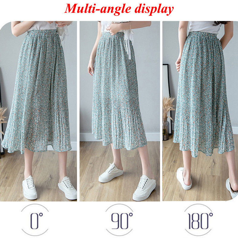 Jual Rok Motif Bunga 7/8 long plaid Skirt Korean Style OOTD High Wist ...