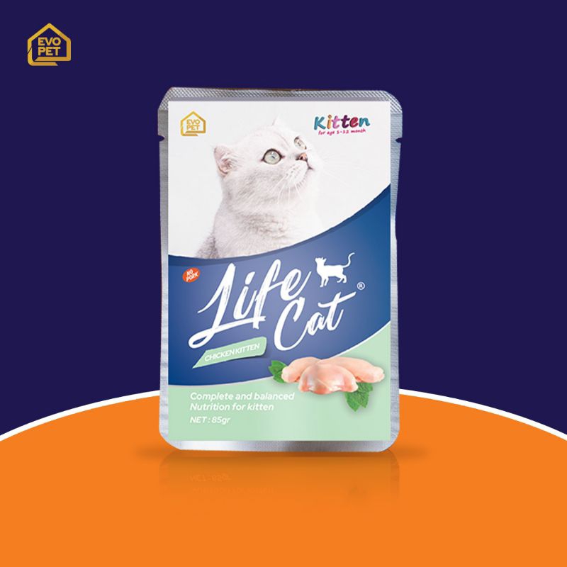 Jual Life cat pouch chiken kitten 85g/ Life cat sachet chicken kitten ...