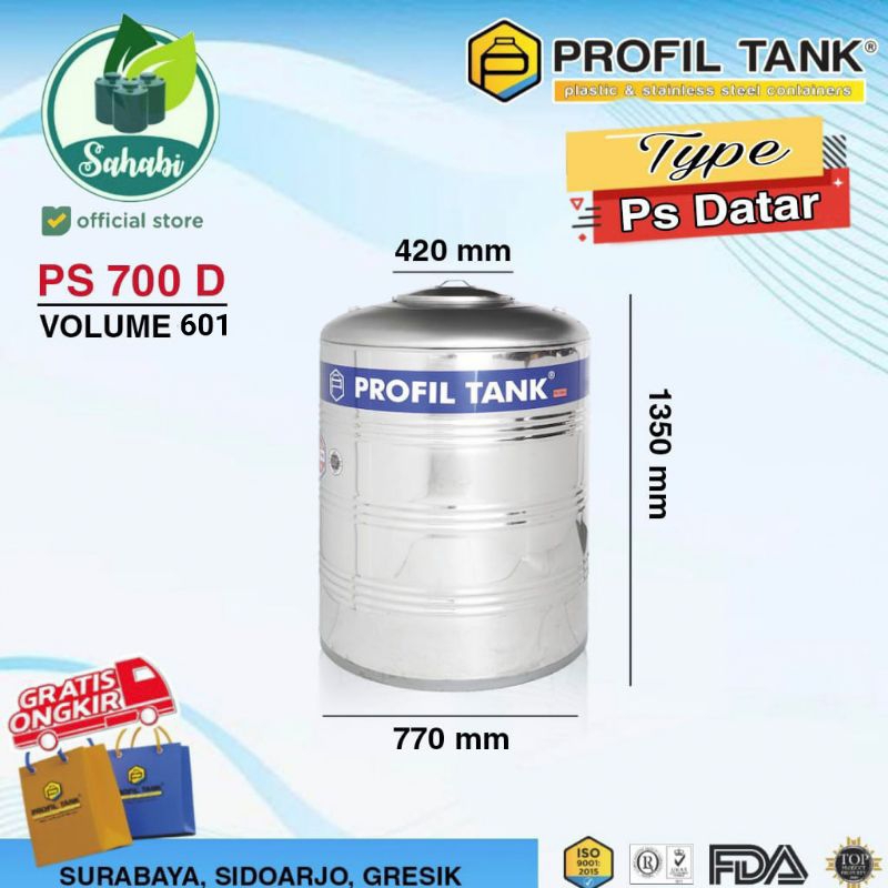 Jual Toren Air Tangki Air Tandon Air Profil Tank Stainless PS 700 Liter ...