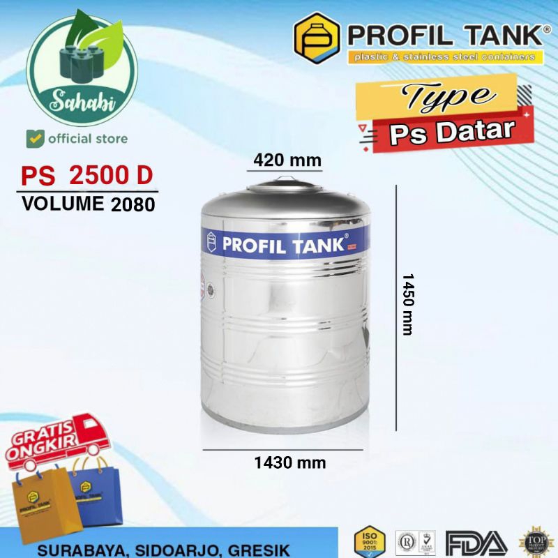 Jual Toren Air Tangki Air Tandon Air Profil Tank Stainless PS 2500 ...