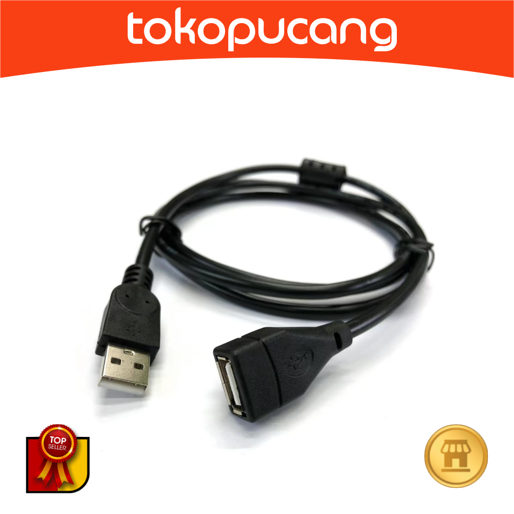 Jual KABEL USB MALE FEMALE 1.5M HITAM / PERPANJANGAN USB / USB ...