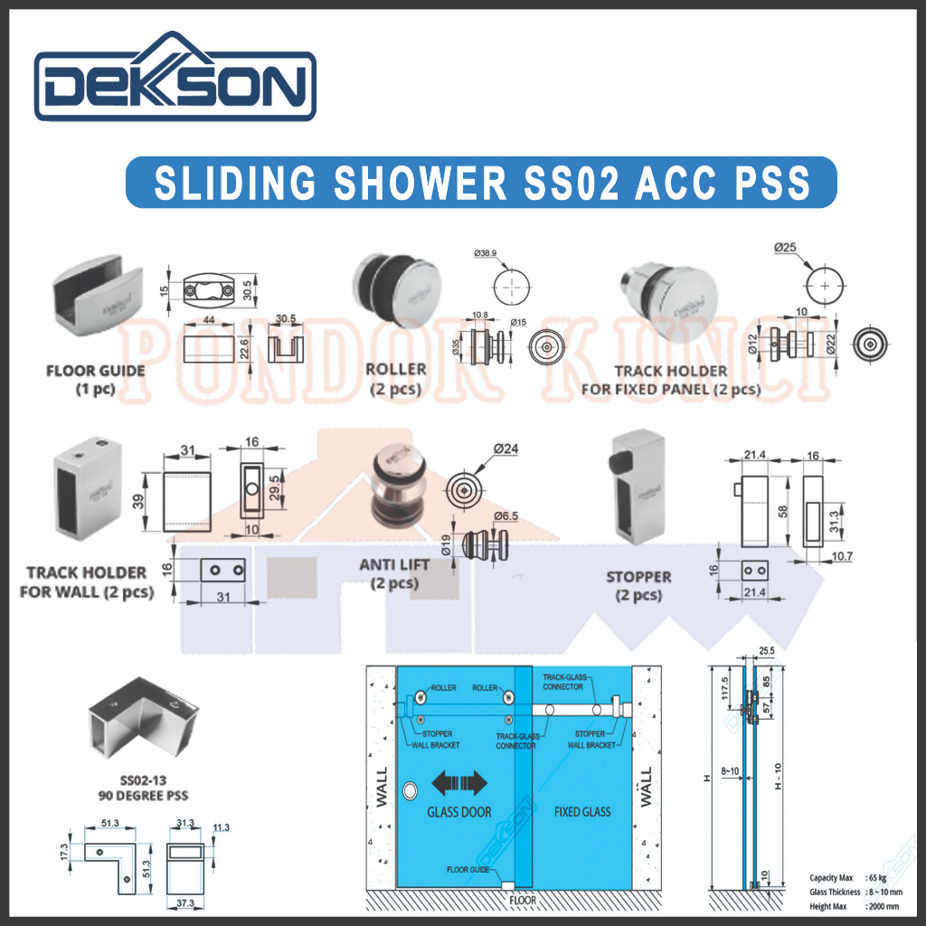 Jual Accesories Sliding Shower Glass Dekkson SS02 ACC SUS 304 | Shopee ...