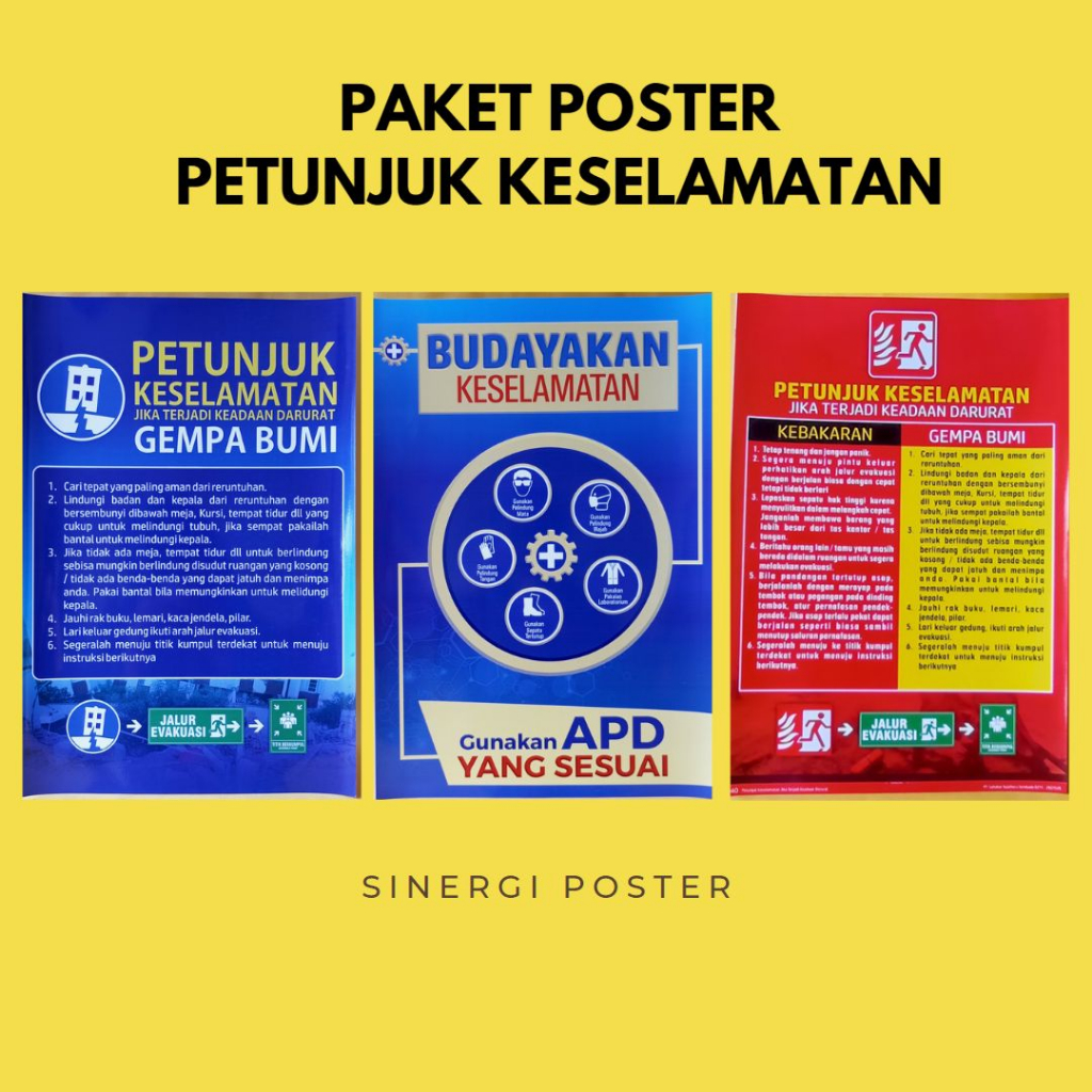 Jual Paket Poster | Paket Poster Petunjuk Keselamatan | Poster Kerja ...