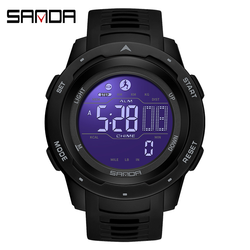 Jual SANDA 2145 Jam Tangan Pria Digital Pedometer EL Backlight Sport Watch Shockproof Anti Air ...