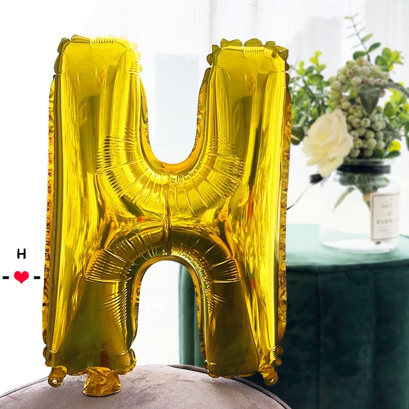 Jual Balon Foil Huruf 40cm abjad Huruf A-Z Gold Ballon Alfabet Happy ...