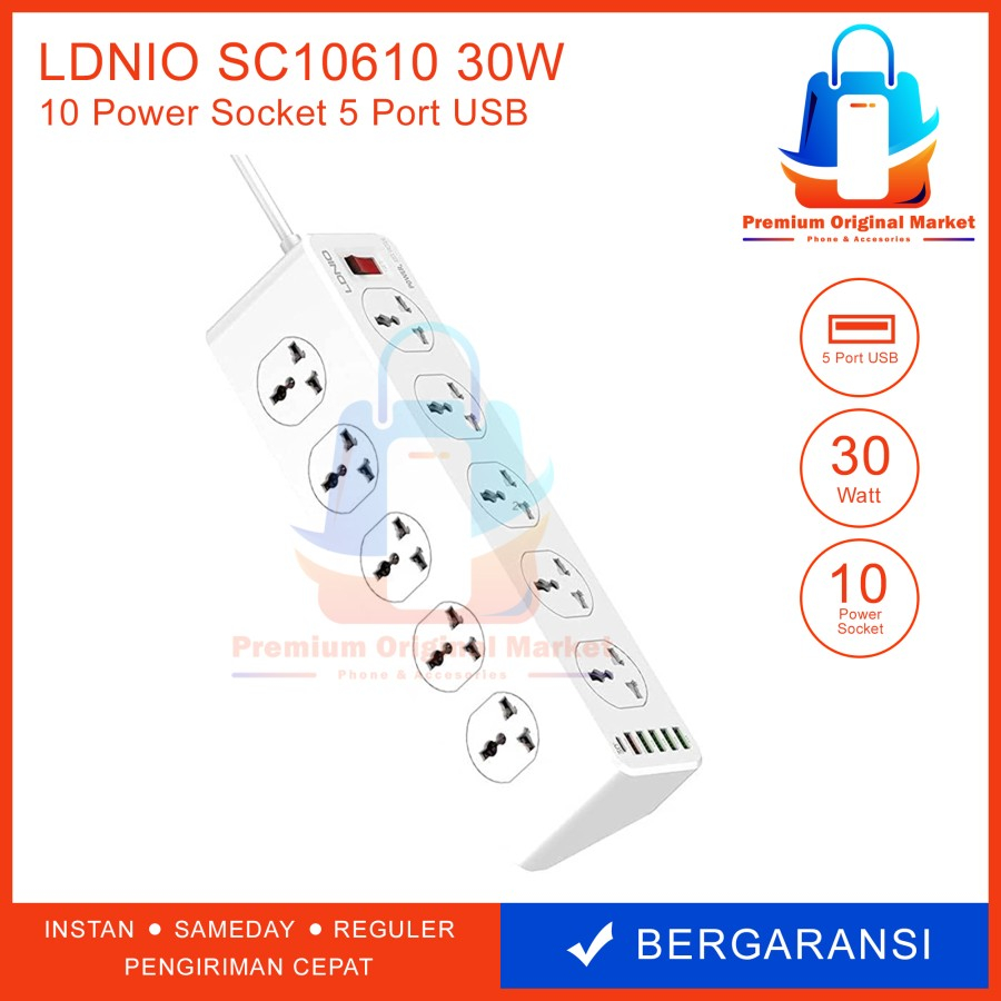 Jual Stop Kontak LDNIO SC10610 (10 OUTLETS Power Socket (10 OUTLETS ...