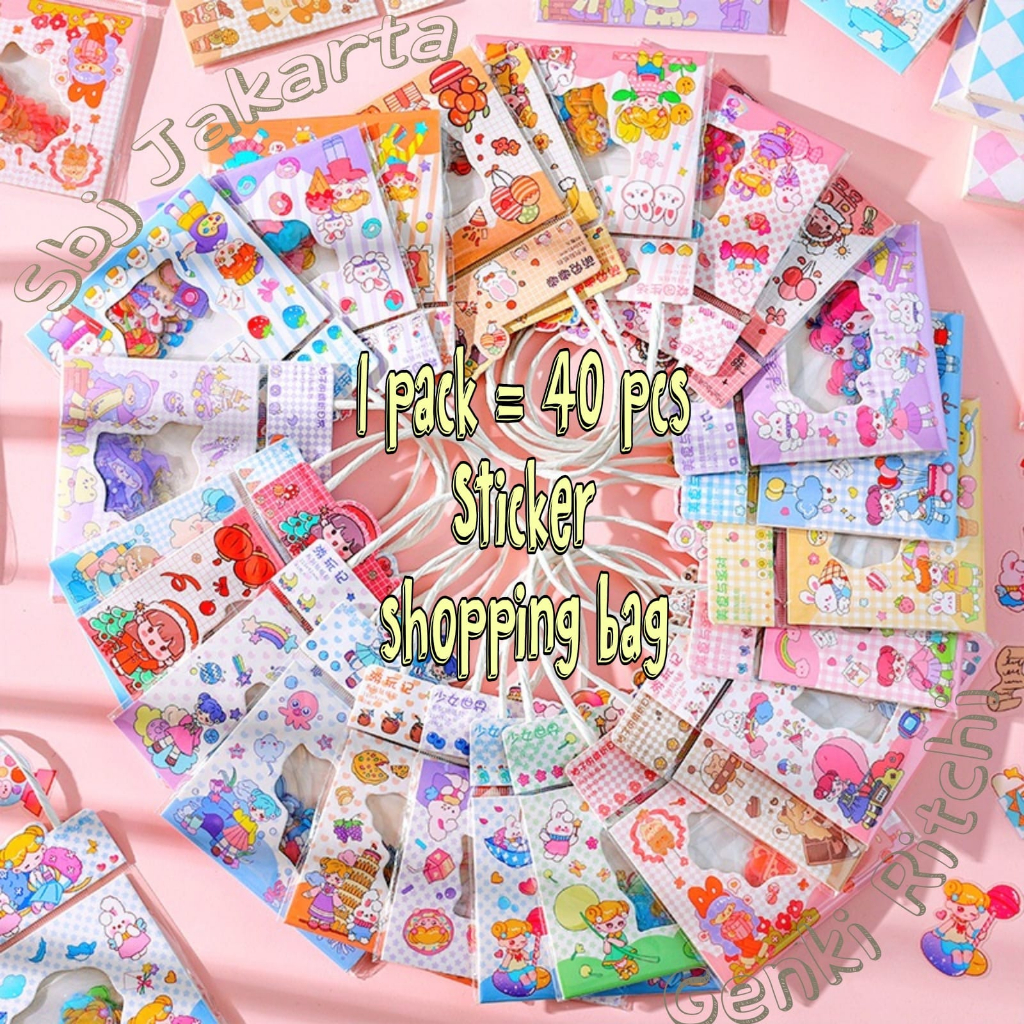 Jual 40pcs Sticker stiker shopping bag utk scrapbook jurnal diary ...