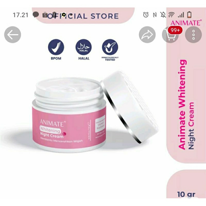 Jual Animate instant whitening Night Cream | Shopee Indonesia