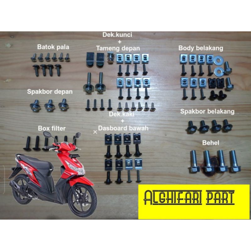 Jual COD baut bodi beat karbu 2008-2012/baut body full set beat karbu ...