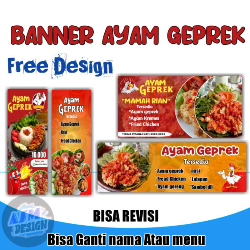 Jual BANNER/SPANDUK AYAM GEPREK FRE DESIGN | Shopee Indonesia