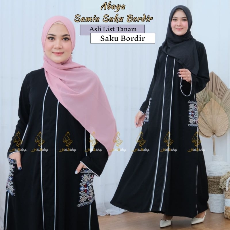 Jual Gamis Abaya Arab Hitam List Busui Bahan Jet Black Saudi Kwalitas Terjamin | Shopee Indonesia