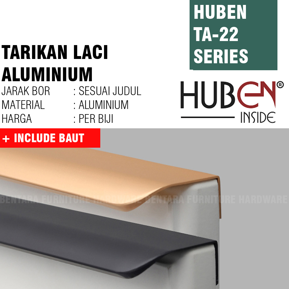 Jual HUBEN TA-22 128MM TARIKAN ALUMINIUM MINIMALIS ULTRA THIN TIPIS GOLD BLACK EMAS HITAM 128 MM ...