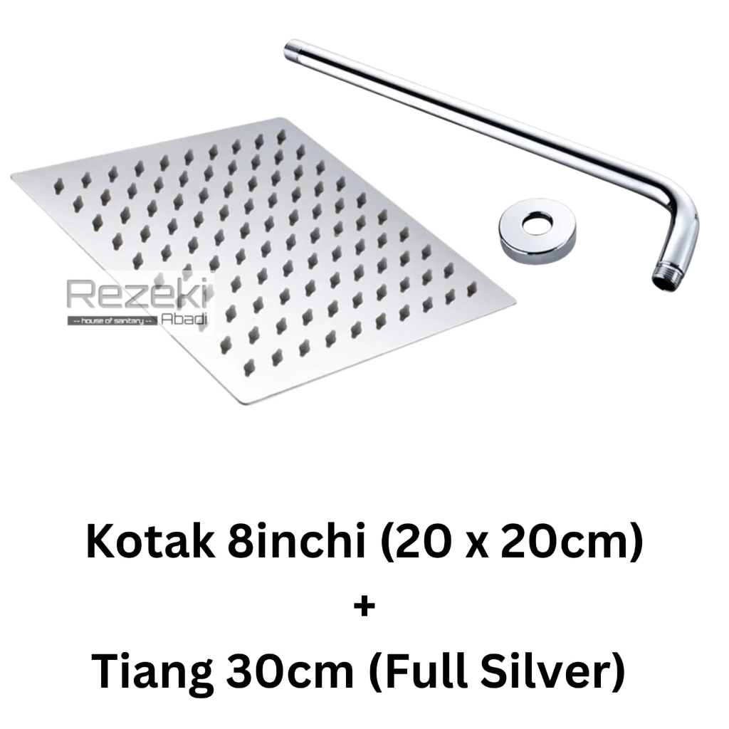 Jual Wall Shower Tembok Kotak Stainless 8 Inchi - Rain Shower - Shower ...