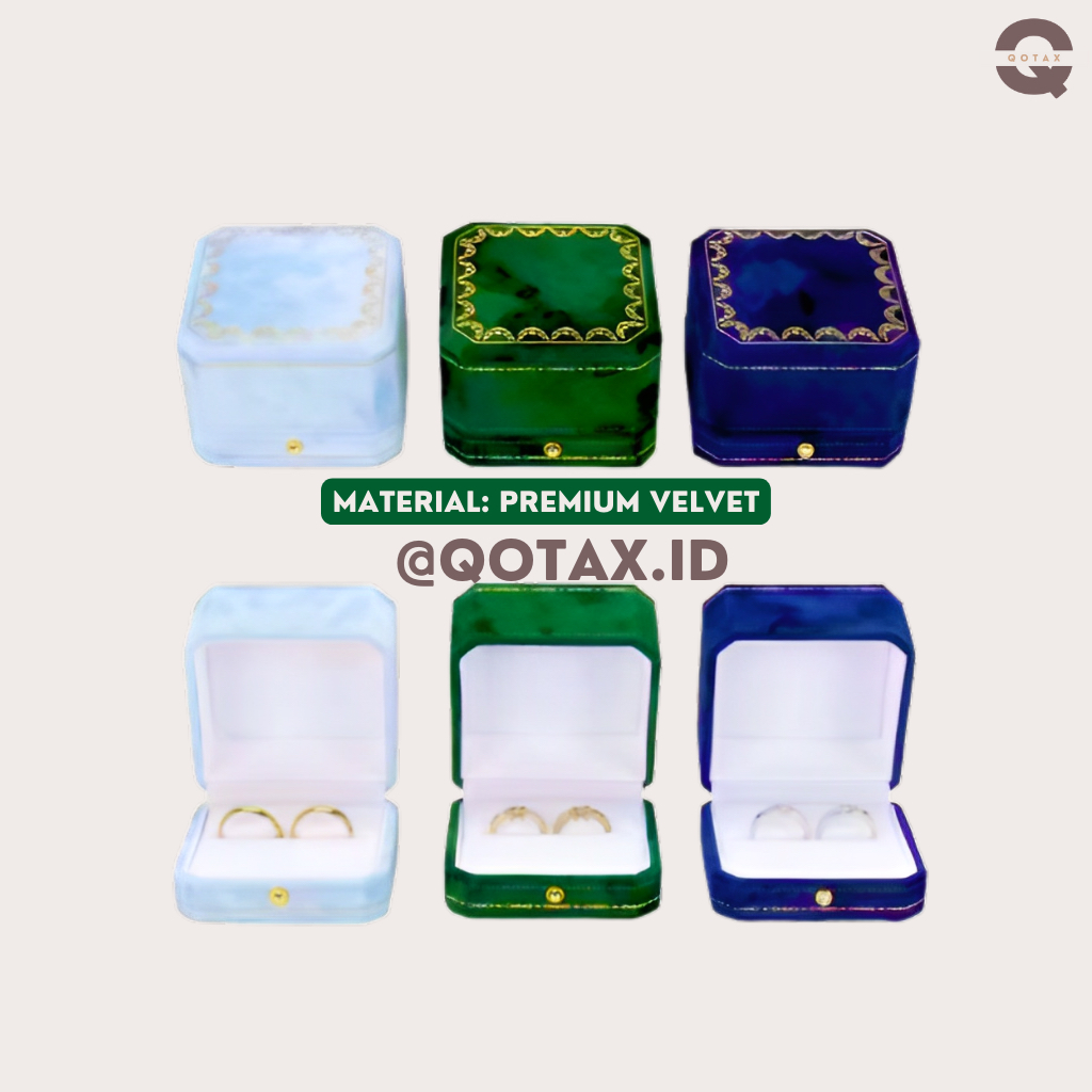 Jual Kotak Perhiasan Mewah Carthy / Suede / Cincin Akad / Couple Ring / Diamond / Mahar ...
