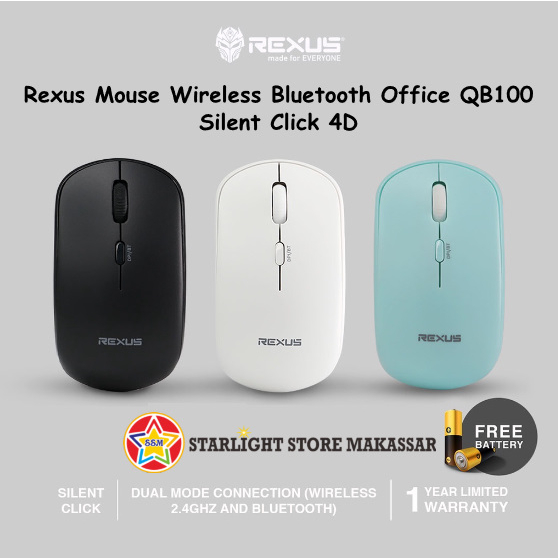 Jual Rexus Mouse Wireless Bluetooth Office QB100 Silent Click 4D ...