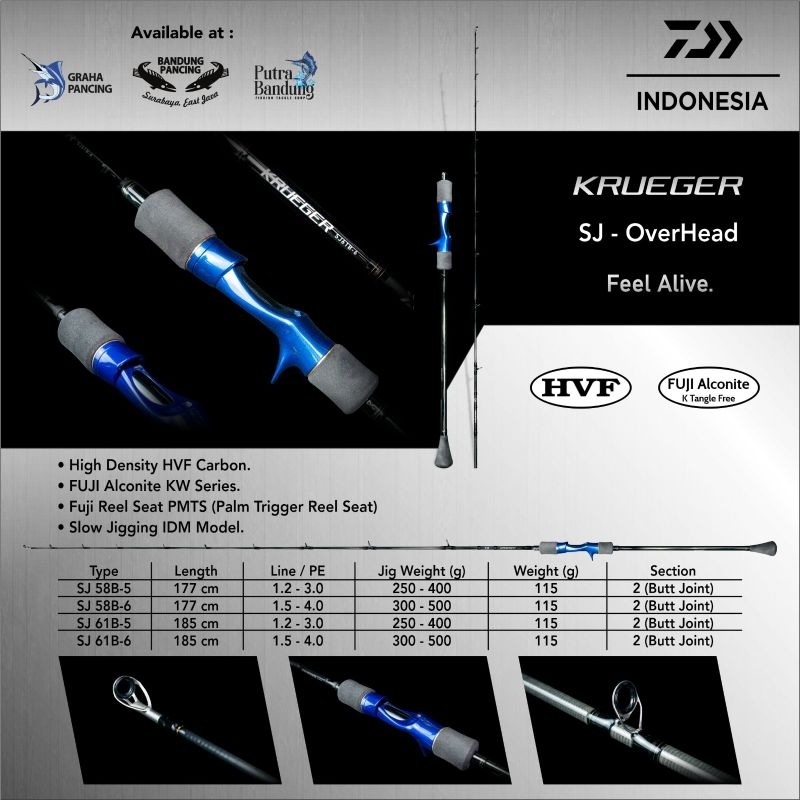 Jual Rod Daiwa Krueger SJ OH 58B-6 / 61B-5 / Krueger Spinning | Shopee ...