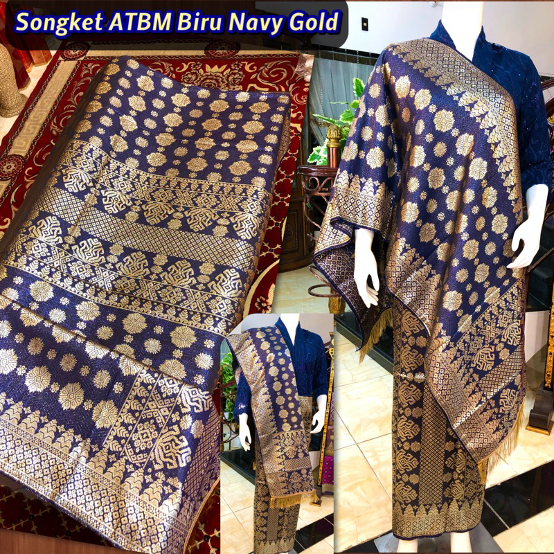 Jual Songket Tenun Atbm Cantik Manis Biru / songket Tenun Mesin ...