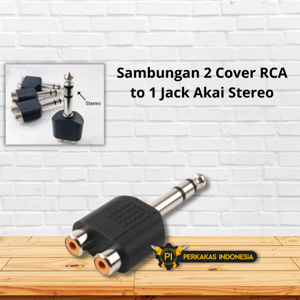 Jual Jack Audio 2in1 Sambungan Converter Jek 1 Akai to 2 RCA AUX Konektor Socket Stereo Plastik ...