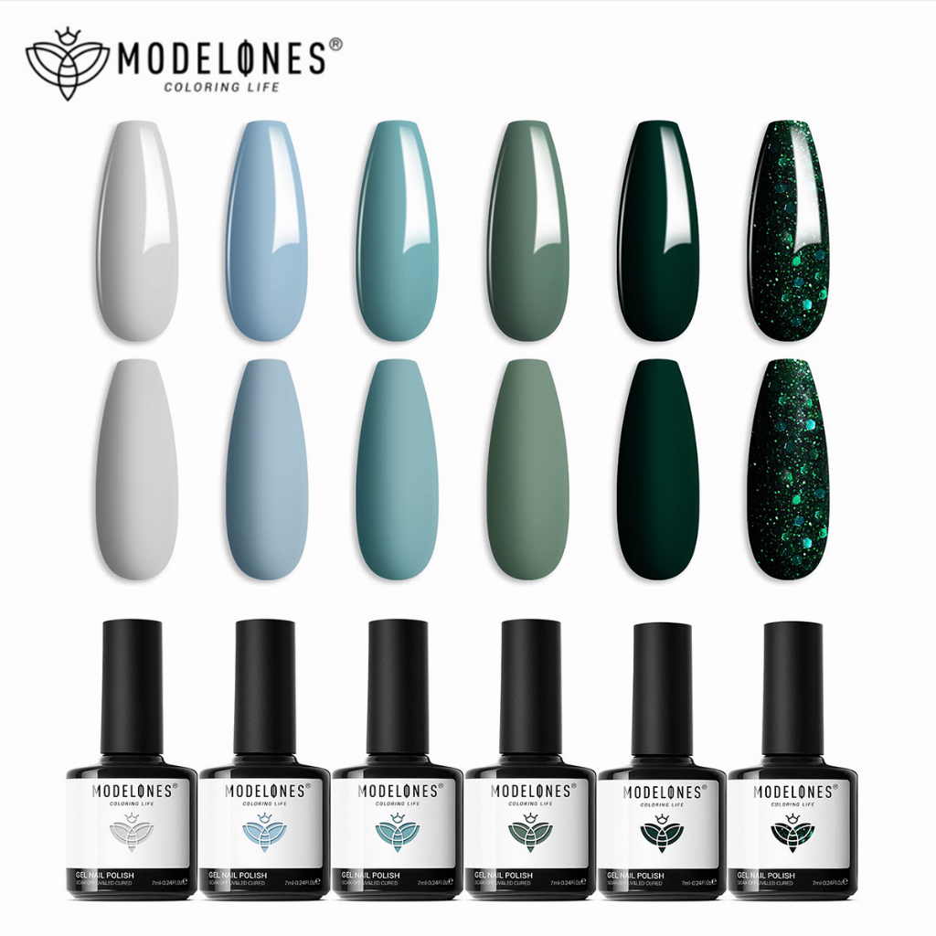 Jual Modelones Gel Nail Polish Set Blue Green 6 Colors Gel Polish Sage 3416