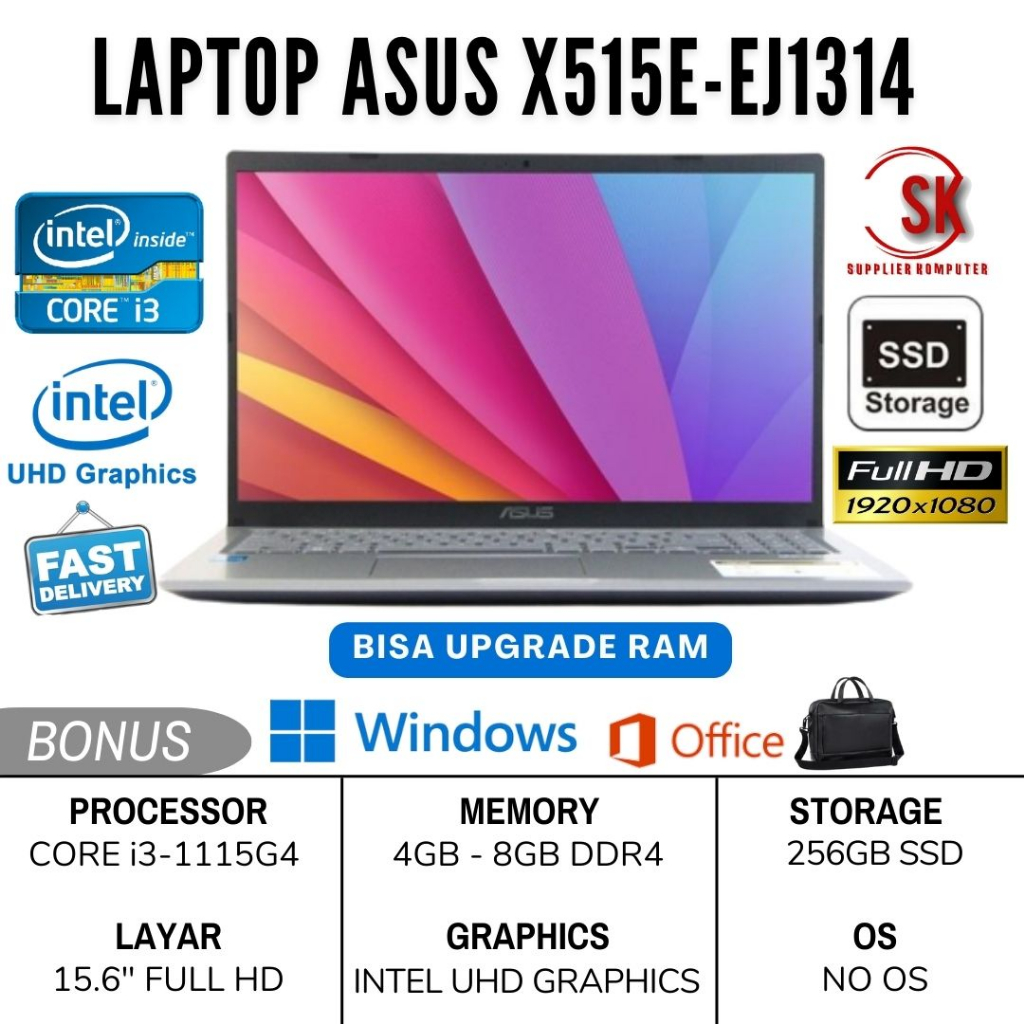Jual Baru Laptop Asus X515e Ej1314 Core I3 Gen11 Ram 8gb Ssd 256gb 15
