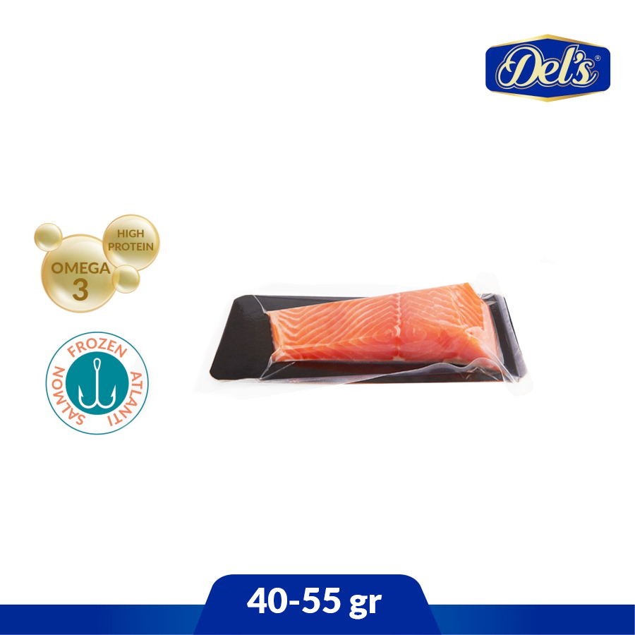 Jual Del's - Salmon Fillet Frozen Portion Premium - 40-55gr | Shopee ...