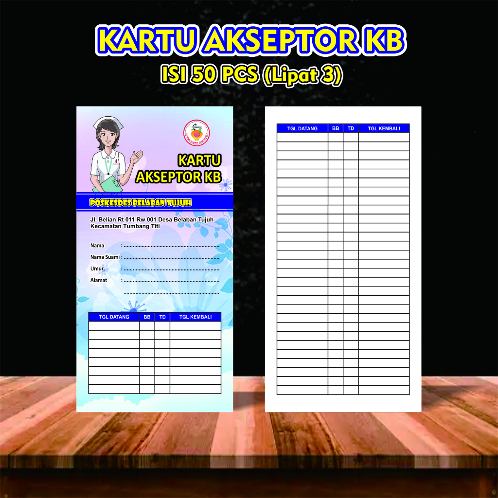 Jual Kartu KB - Kartu akseptor - Kartu Bidan (lipat 3/50pcs) | Shopee ...