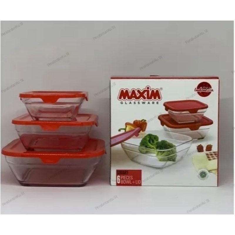 Jual MAXIM GLASSWARE KOTAK SET / MANGKOK KOTAK SET / MANGKOK KACA KOTAK ...