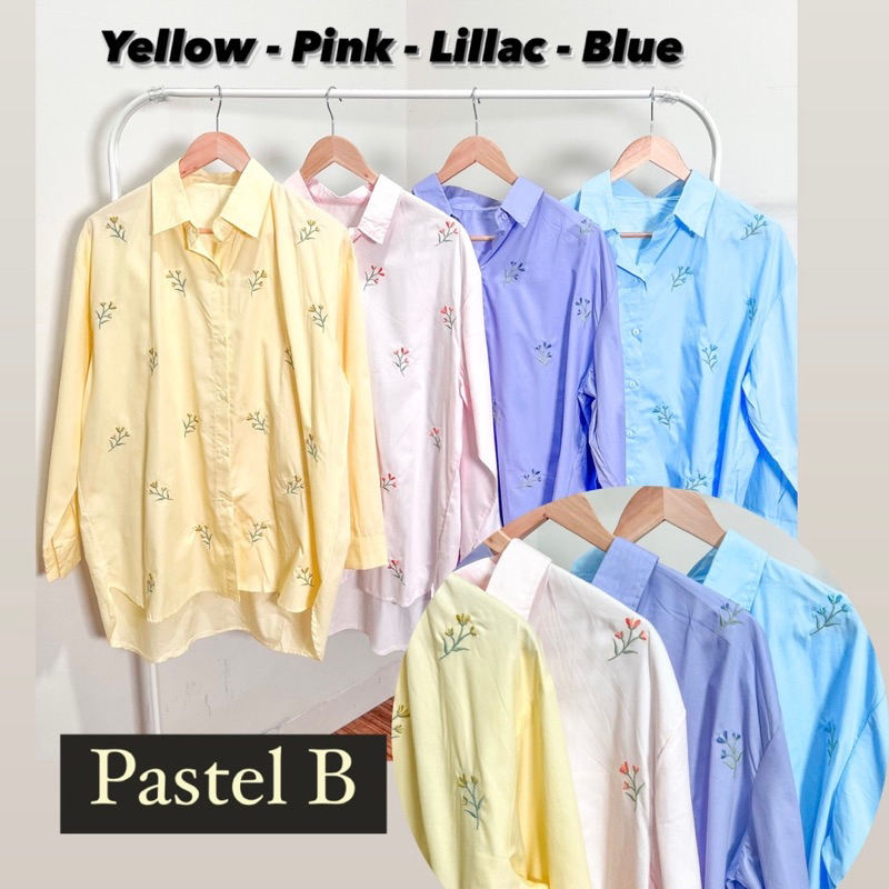 Jual KEMEJA PASTEL BUNGA BORDIR ld 125 | Shopee Indonesia