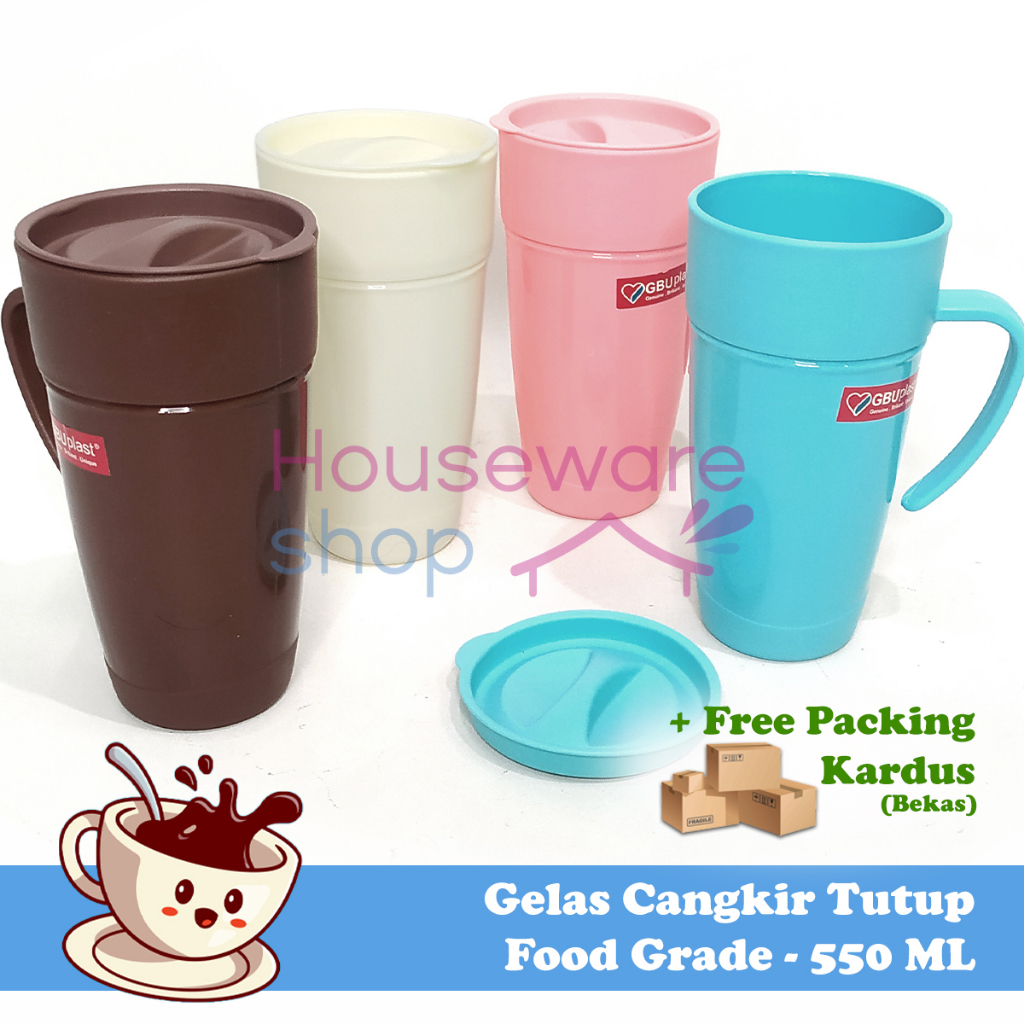 Jual Cangkir Tutup / Mug Tutup Unik / Gelas Plastik Tutup Kimmy L 550 ...