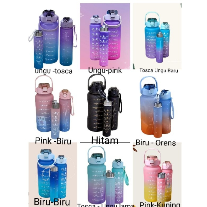 Jual Botol Minum 2 Liter + 1000ml + 500ml | Beli 1 Gratis 2 + Free ...