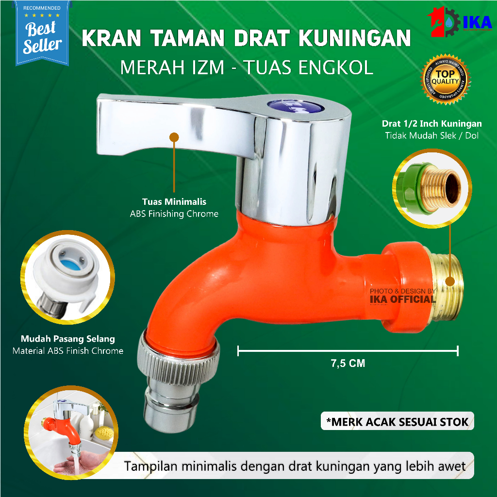 Jual Kran Air Plastik 1/2" Drat Kuningan Keran Taman 1/2 Inch Engkol Keran Air Plastik Taman ...
