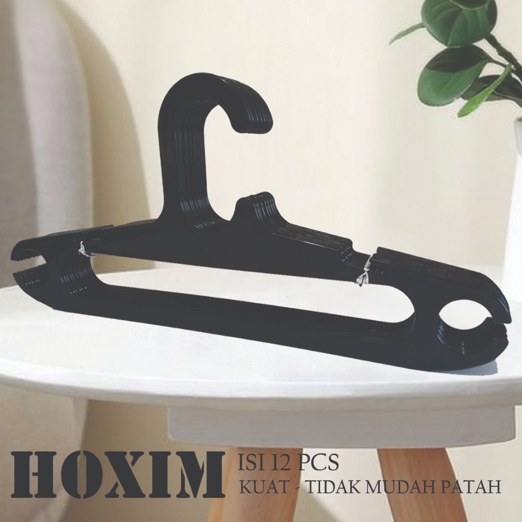 Jual Gantungan Baju Dewasa Hitam Kuat 12 pcs | HOXIM | Hanger Plastik ...