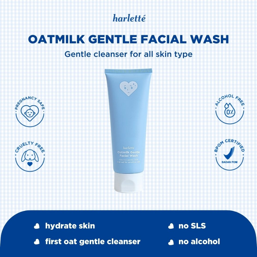 Jual Harlette Oatmilk Gentle Facial Wash | Sensitive, Dry, Combination ...