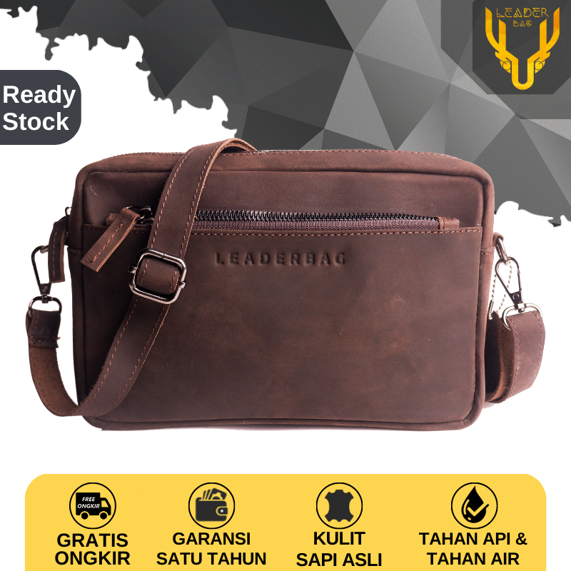 Jual Tas Selempang Pria Kulit Sapi Asli Merk Leaderbag Terbaru Warna ...