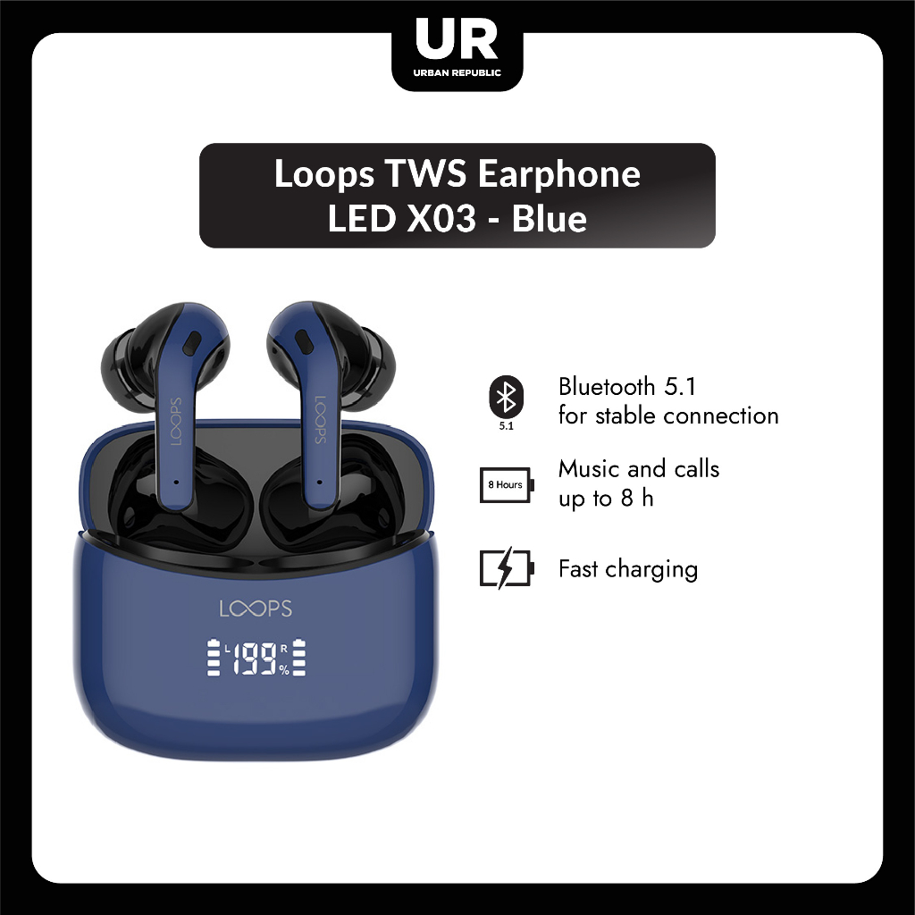 Jual Loops TWS Earphone LED X03 - Blue | Shopee Indonesia