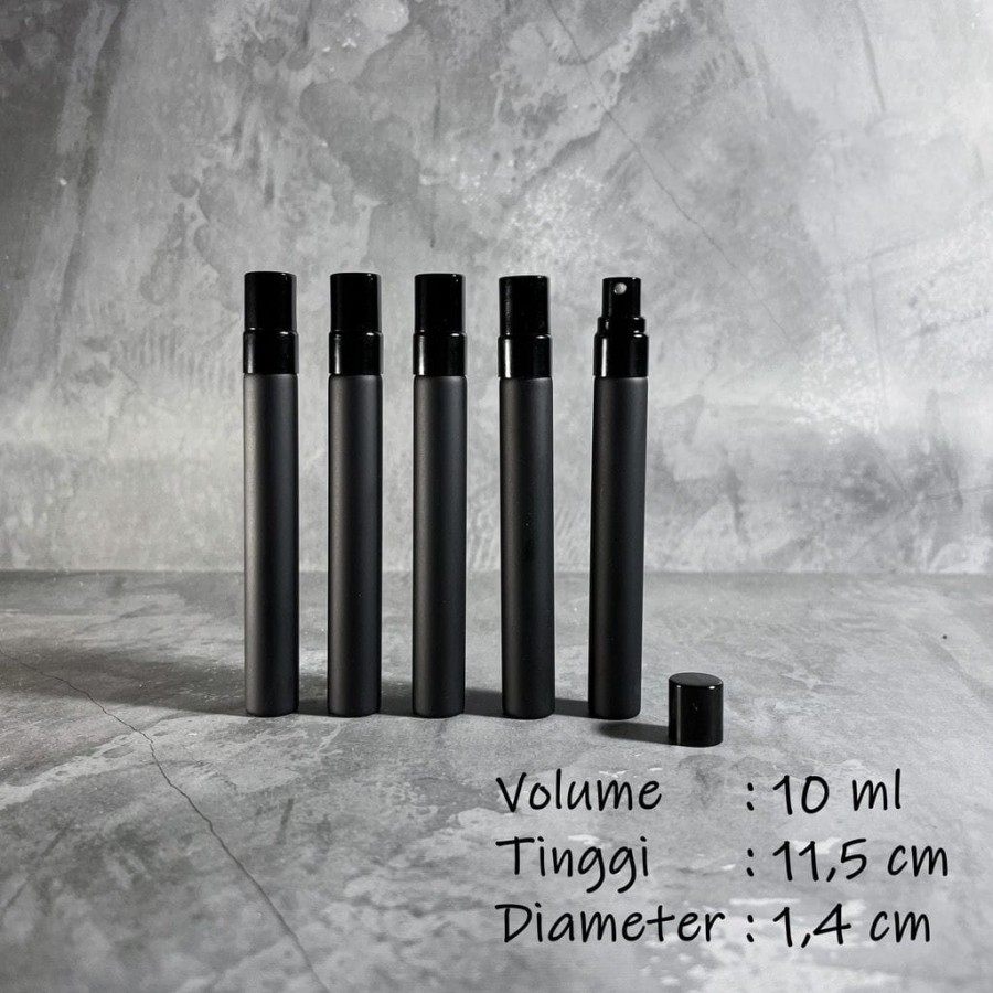 Jual Botol parfum spray mini isi ulang 10ml refil travel hitam black doff | Shopee Indonesia
