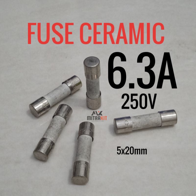Jual LittleFuse Ceramic 6.3A 250V fuse T6. 3A 250V FJH 5x20mm | Shopee ...