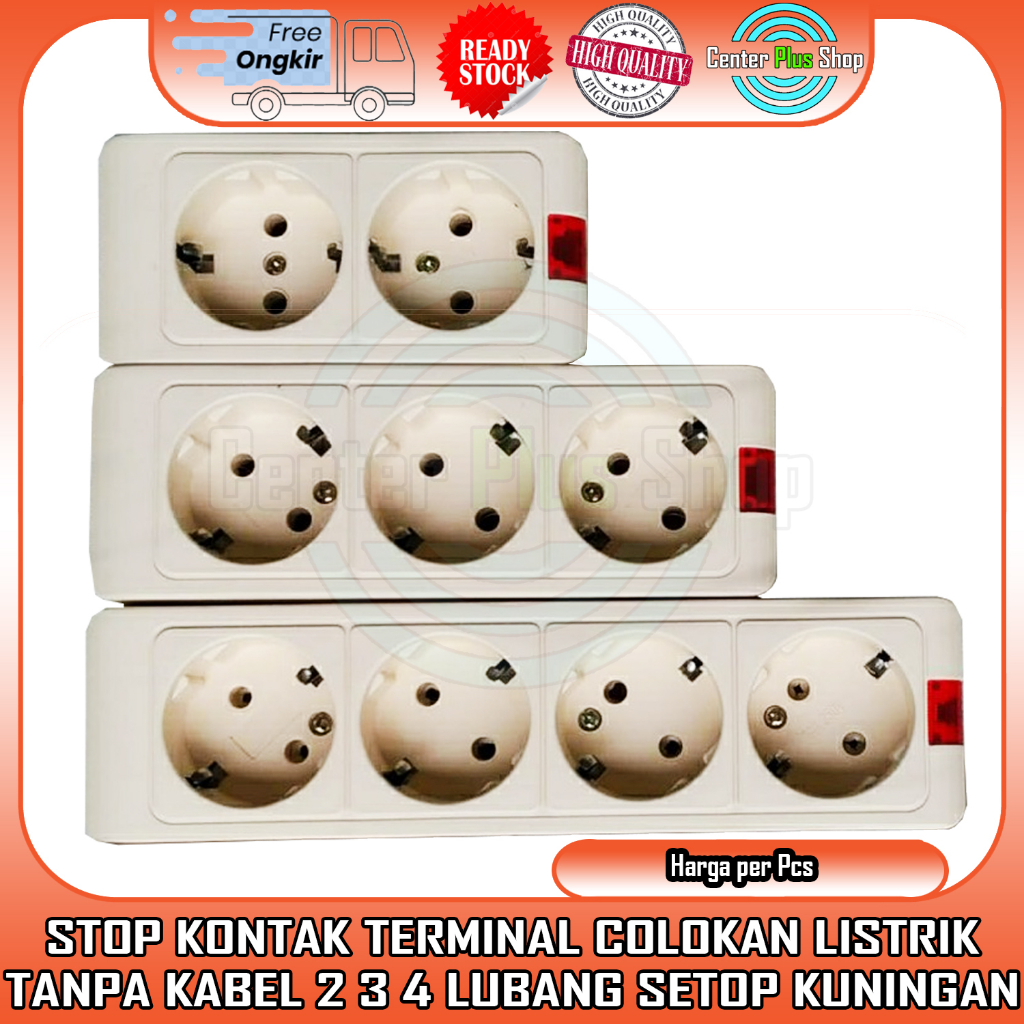 Jual STOP KONTAK TERMINAL COLOKAN LISTRIK SETOP TANPA KEBEL CONTAK COLOK LISTERIK KUNINGAN 2 3 4 ...