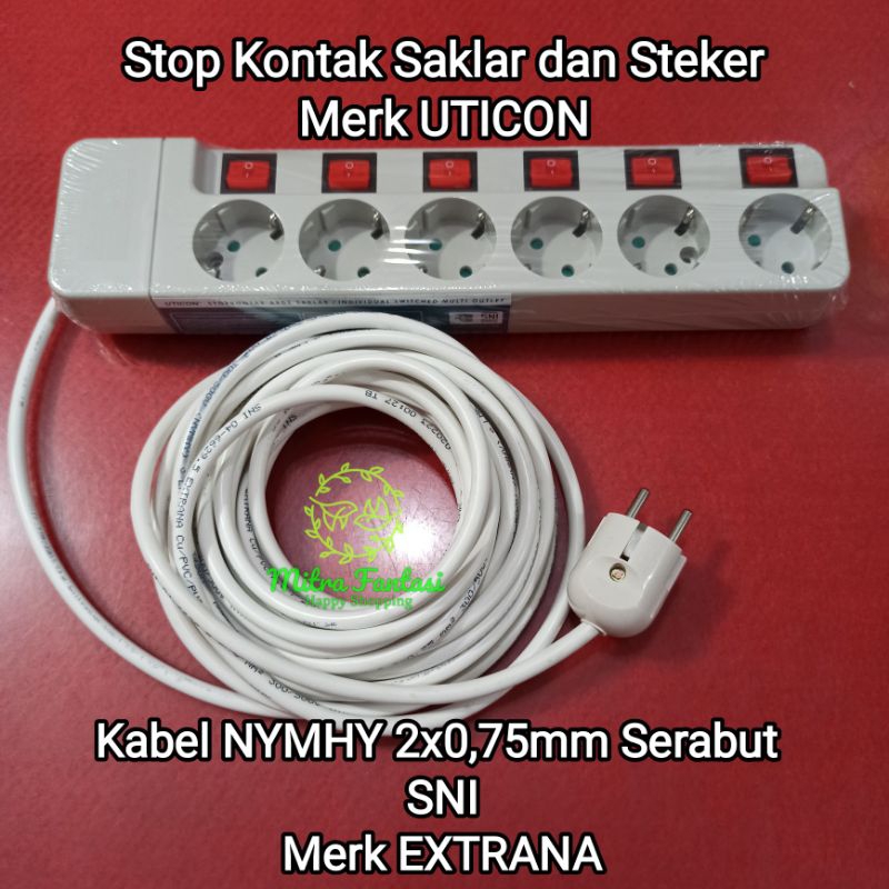 Jual Stop Kontak UTICON 6 Lubang Stopkontak Saklar Kabel Extension ...