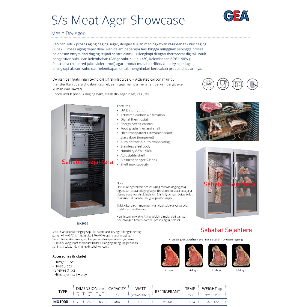 Jual GEA S/S Meat Ager Showcase Mesin Dry Ager MX 1000 Kabinet Untuk ...