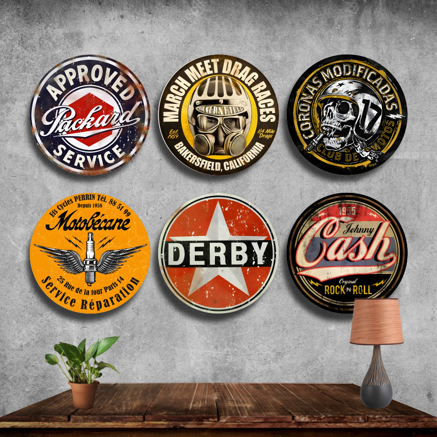 Jual Hiasan Dinding Poster Bulat Desain Retro Vintage Untuk Barpub ...
