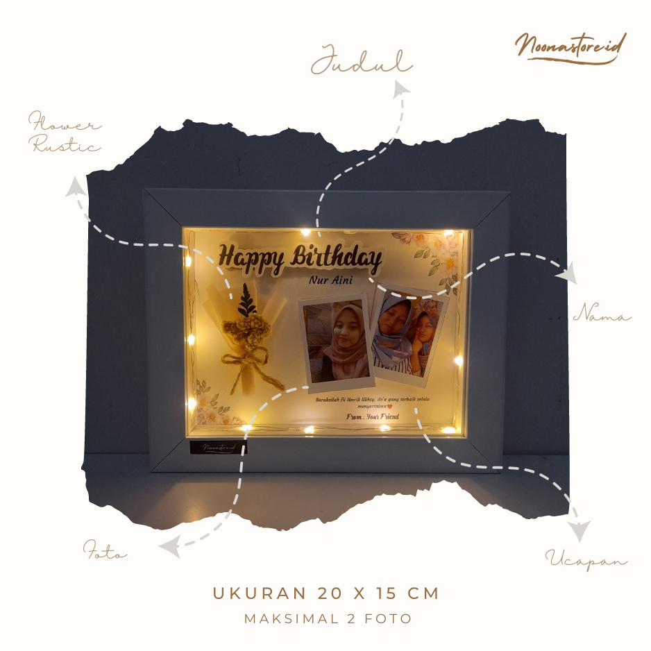 Jual Custom Frame 3D Lampu 20x15cm/Kado wisuda cewek/kado wisuda cowok ...