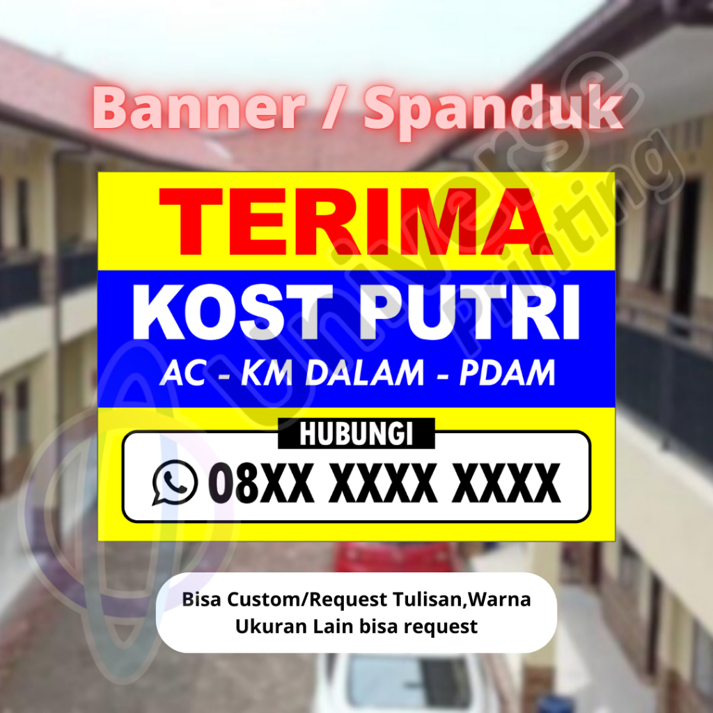 Jual Custom Cetak Banner Terima Kos Kosan Putri | Shopee Indonesia