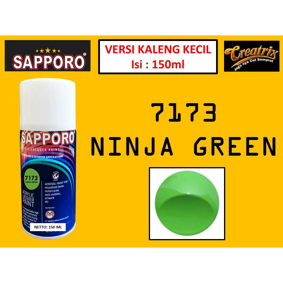 Jual SAPPORO SPRAY PAINT 7173 NINJA GREEN 150ML / PYLOX / PILOKS 150ml ...