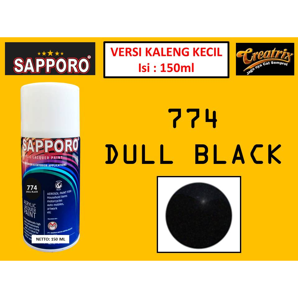 Jual Sapporo Spray 774 Dull Black / hitam doff / sapporo Spray/ 150ml ...