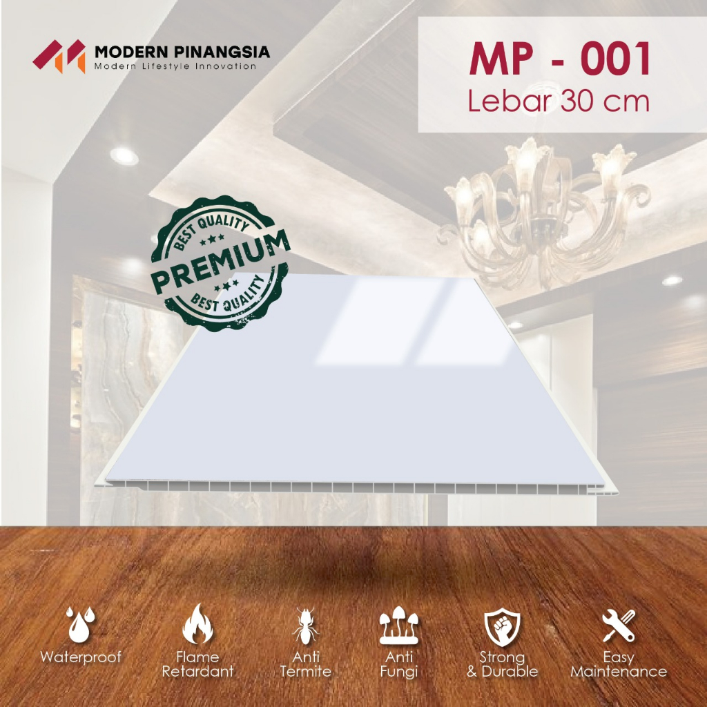 Jual Plafon PVC Tipe MP.308.001/ Modern Plafon / Putih Polos Glossy ...