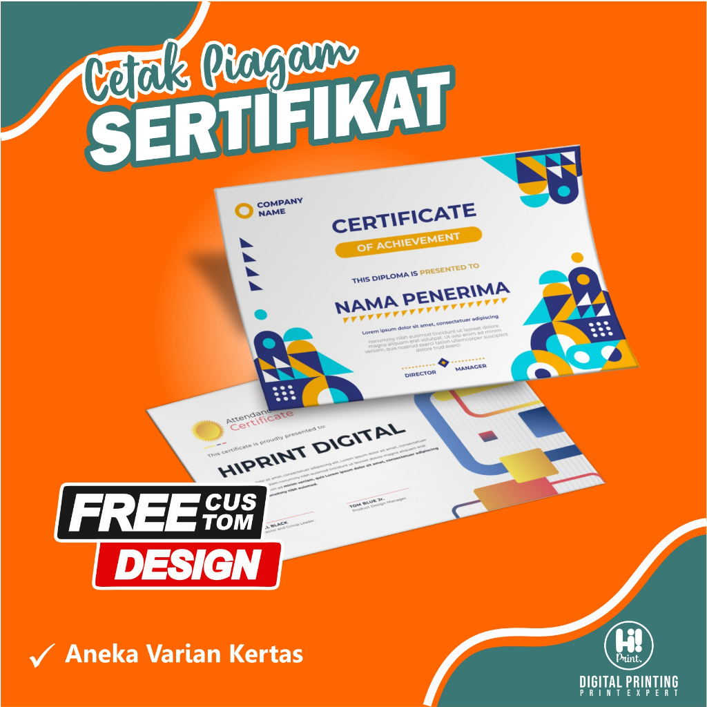 Jual Cetak Sertifikat Piagam Full Color Custom A4 | Shopee Indonesia