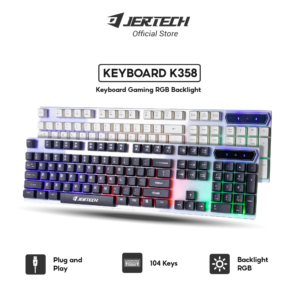 Jual Keyboard Jertech K358 Backlit Gaming - Silent Click | Shopee Indonesia